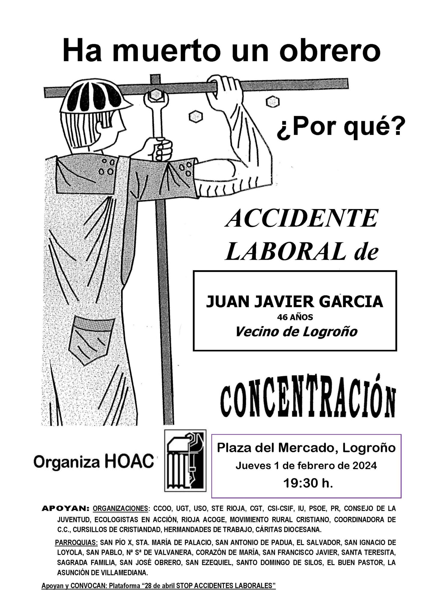 La HOAC realiza una concentración silenciosa por el último fallecido en ...